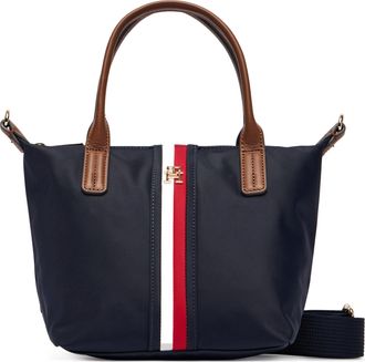 Tommy Hilfiger Handtasche Tommy Hilfiger Popette Mini Tote Corp AW0AW19025 Dunkelblau