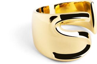 Singularu Personalisierter Signet Letter Ring. Messing mit 18 Kt Vergoldeter Beschichtung. Schmuck für Damen. Buchstabe S