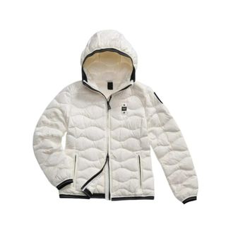 Blauer Wei&szlig;e gesteppte Daunenjacke mit Wellenmuster - - Jackets - Damen - Wei&szlig; - M
