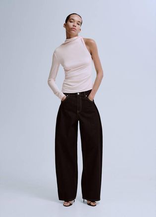 Mango T-shirt manche longue asym&eacute;trique rose p&acirc;le - Femme - XS - MANGO