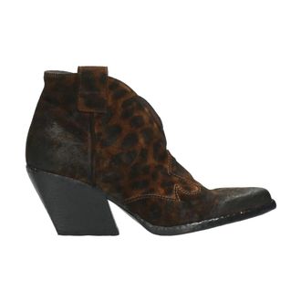 Elena Iachi Lederstiefel mit Tiermotiv und Blockabsatz - - Shoes - Damen - Braun - 37 EU