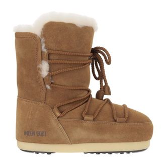 Moon Boot Femme, Chaussures, Brun, Taille: 39 EU Bottes en cuir et peau de mouton &agrave; lacets