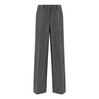 PESERICO Gepr&auml;gte- wellenf&ouml;rmige Leinenhose - - Trousers - Damen - Grau - L
