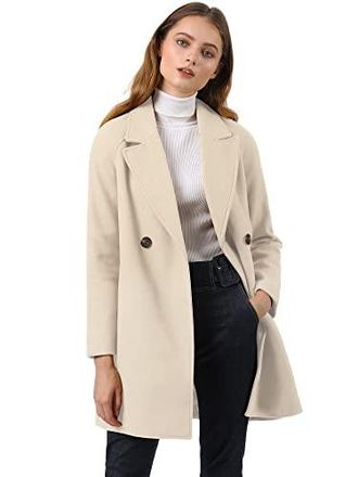 Allegra K Trench-coat raglan à double boutonnage revers pour femme Costume dHalloween Blanc crème XS