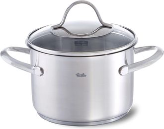 FISSLER paris / Edelstahl-Topf (2,1 L - Ø 16 cm) Kochtopf mit Glas-Deckel, Schüttrand, energiesparend - Induktion