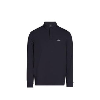 A|X Armani Exchange Polo manches longues en coton m&eacute;lang&eacute;