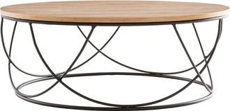 Miliboo Couchtisch Holz und Metall Schwarz rund 80 cm LACE