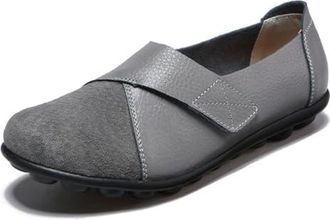Generic Mocassins Plats en Cuir suédé pour Femmes, Chaussures de Conduite Souples à Enfiler, Chaussures de Travail, de Bureau, dinfirmière,Gris,43 EU