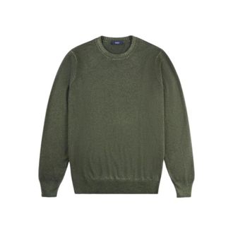 Fay Rundhals-Pullover mit Logo-Stickerei - - Knitwear - Herren - Gr&uuml;n - L