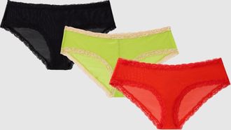 Understatement Damen vegan Höschen Mesh Spitze 3x Multicolor