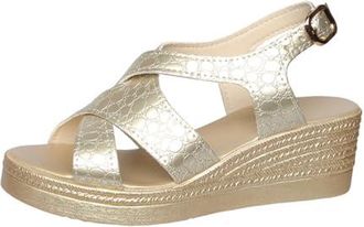 Generic Espadrilles &agrave; plateforme compens&eacute;es &agrave; bout ouvert pour femme avec boucle &agrave; enfiler, dor&eacute;, 40.5 EU