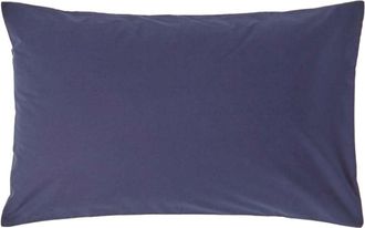 Homescapes Perkal Kissenbezug 48x74 cm dunkelblau, Kissenh&uuml;lle mit Hotelverschluss, 100% &auml;gyptische Baumwolle, Fadendichte 200