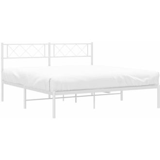 vidaXL Cadre de lit m&eacute;tal sans matelas et t&ecirc;te de lit blanc 120x190 cm Vidaxl
