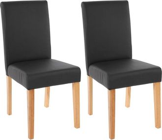Mendler Mendler - Lot de 2 chaises de séjour Littau, simili-cuir, noir mat, pieds clairs