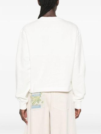 Casablanca Embroidered Crew Neck Sweater - White