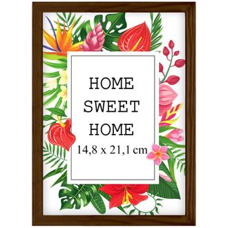 MG Design Braun Bilderrahmen A5 14,8 x 21,1 cm - Aus echtem Holz mit Acrylglas, zum Aufh&auml;ngen & Aufstellen, f&uuml;r Fotos, Poster & Puzzle