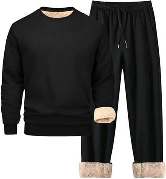 Generic Sous-vêtements dhiver pour homme - Doublure en polaire - Couche de base à col rond - Sous-vêtements chauds et confortables - Rembourré - Manches longu