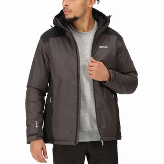 Regatta Herren Technique imperm&eacute;able et isolante Thermo-Guard THORNRIDGE II Veste &agrave; Capuche wasserdichte isolierte Jacken, Ash/Schwarz, FR : 3XL (Taille Fabri
