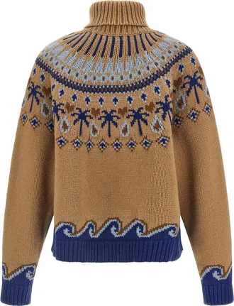 Alanui Fair Isle Jacquard Sweater - Beige