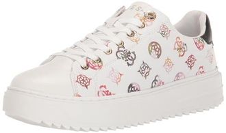 Guess Guess Womens Denesa Sneaker, White Multi Logo 140, 9.5