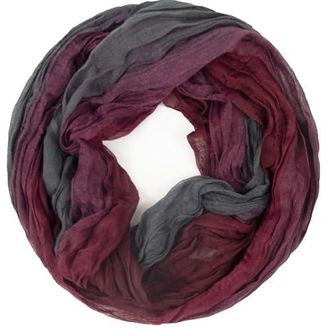 Glamexx24 Gloop Écharpe tube légère pour femme avec dégradé de couleur, plusieurs couleurs, Écharpe bouclée rouge foncé/gris, taille unique