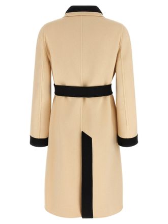 Valentino Garavani Womens Beige Virgin Wool Coat Clothing