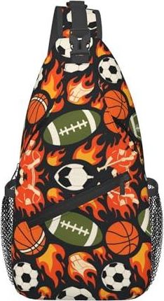Generic Durable Sacoche Homme Bandouliere Ballon de feu Football Basketball Baseball Football Sport Sacs &agrave; Bandouli&egrave;re L&eacute;ger Cross Body pour Randonn&eacute;e Voyage 