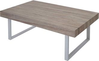 Hhg Couchtisch Genk 950, Wohnzimmertisch, 40x110x60cm Eiche, helle Metall-F&uuml;&szlig;e
