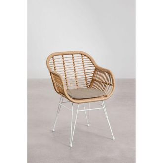 Sklum Chaise de salle à manger en osier synthétique Zole SKLUM Blanc