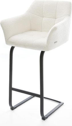 DELIFE Barstuhl Yulo-Flex Boucl&eacute; Soft Beige Freischwinger Flach Metall Schwarz, Barst&uuml;hle