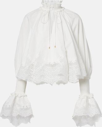 Zimmermann Blouse Alchemy en coton &agrave; dentelle
