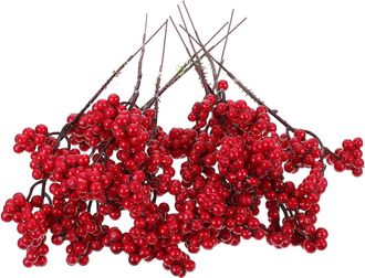 FAVOMOTO Künstliche Beerenzweige Weihnachten Tannenzweige Dekozweige 10 Stücke Beeren Picks Weihnachten Deko Zweige Kunstblumen DIY Basteln für Blumenstrauß Kr
