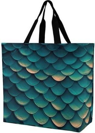 Generic Th&egrave;me Des &Eacute;cailles De Poisson Sac Courses D&eacute;contract&eacute; Tote Bag Grand Sac Cabas Pour Travail Gym Voyage
