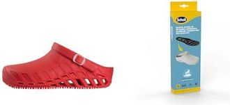 Scholl Clog Evo Rouge + Semelles Pro Antistatiques avec Memory Cushion pour Clog Evo - Rouge/Noir
