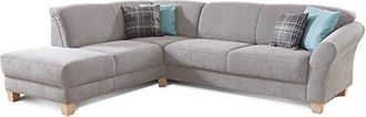 Cavadore Ecksofa Gootlaand / Große Sitzecke im Landhausstil inkl. praktischer Vorziehfunktion und Bettkasten / Mit Federkern-Polsterung / 257 x 84 x 212 / Hell