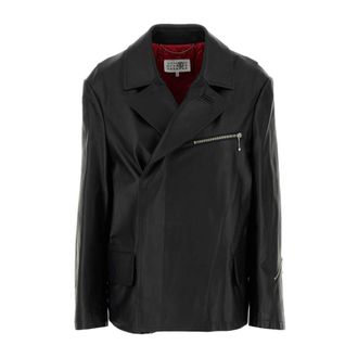 Maison Margiela Schwarze Lederjacke - - Jackets - Damen - Schwarzk - 2XS