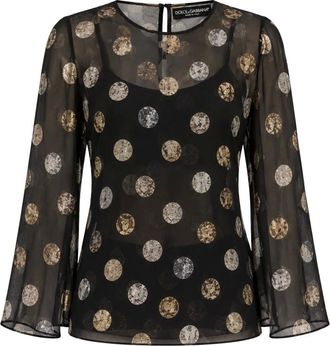 Dolce & Gabbana Blouse en soie satin&eacute;e - Femme - Blouses et Chemises - Noir - Taille: 40 FR