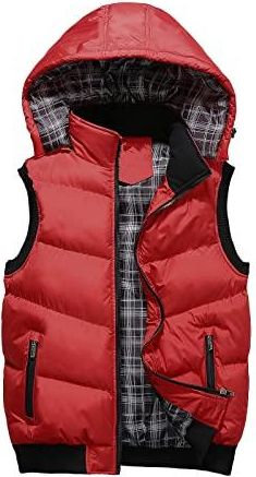 Generic Veste pour homme 3XL - Décontractée - Solide - Amovible - À Capuche - Gilet à carreaux - Sans manches - Fermeture éclair - Poche - Veste de snowboard 
