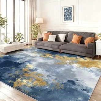 Generic Paillasson Antid&eacute;rapant Bleu 120 x 170 cm, Tapis de Sol dint&eacute;rieur Lavable pour entr&eacute;e Cuisine Chambre &agrave; Coucher paillasson d&eacute;coratif, imprim&eacute; Abstrai