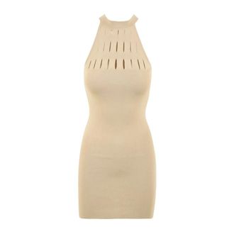 Akep Femme, Robes, Beige, Taille: 38 FR Robe Coupe Courte