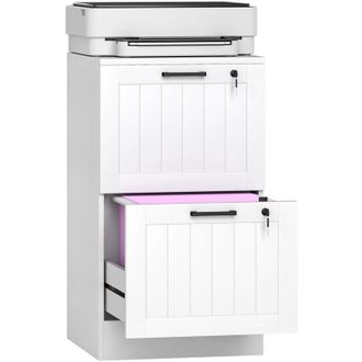 HOMCOM Caisson bureau - HOMCOM - 2 tiroirs et serrures - barres de suspension réglables pour dossiers A4 et lettre - 40 x 40 x 71 cm blanc