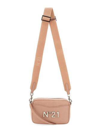N&deg;21 Womens Logo Plaque Bag Powder Leather Shoulder