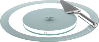 Montana Bistro Tortenplatte mit Tortenheber, 2-teilig, Durchmesser 35cm, handgefertigt, Glas und Edelstahl, 082244