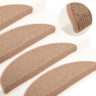 vidaXL Tapis de marches descalier 15 pcs Marron clair 65x21x4 cm vidaXL