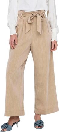 Only Only, Femme, Pantalons, Beige, Taille: 36 FR Pantalon Marsa Uni Taille Haute