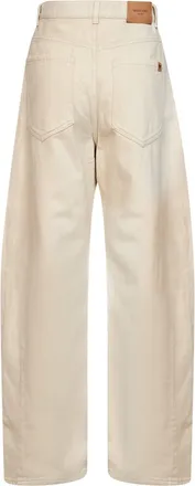Max Mara Barrel-Fit Cotton Drill Trousers - Beige