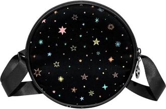 Generic Petit sac &agrave; bandouli&egrave;re circulaire pour femme, sac &agrave; bandouli&egrave;re avec fermeture &eacute;clair, bretelles r&eacute;glables, sac &agrave; main rond d&eacute;contract&eacute; pour femmes e
