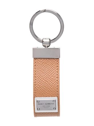 Dolce & Gabbana porte-cl&eacute;s en cuir &agrave; plaque logo - Marron