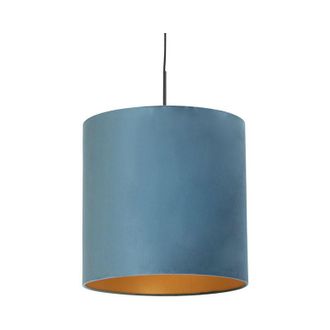 QAZQA H&auml;ngelampe mit Veloursschirm blau mit Gold 40 cm - Combi