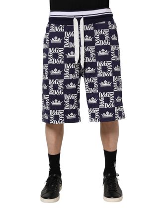 Dolce & Gabbana Blue Dg Logo Print Chino Men Bermuda Shorts Navy Cotton